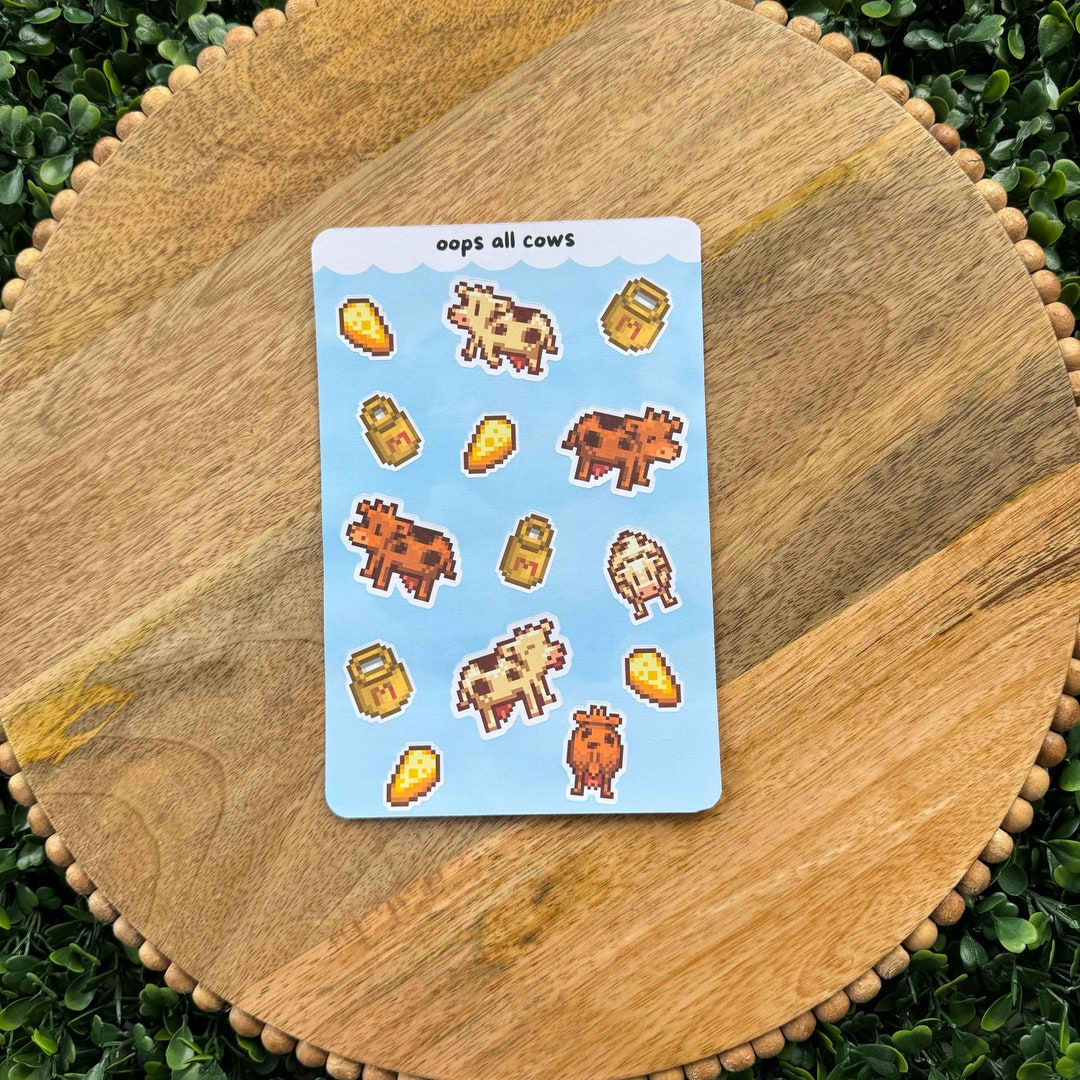 Stardew Valley Stickers Oops All Cows for Planners, Progress Trackers ...