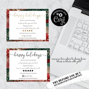 Editable Christmas Thank You Card, Thank You Order Insert Card ...