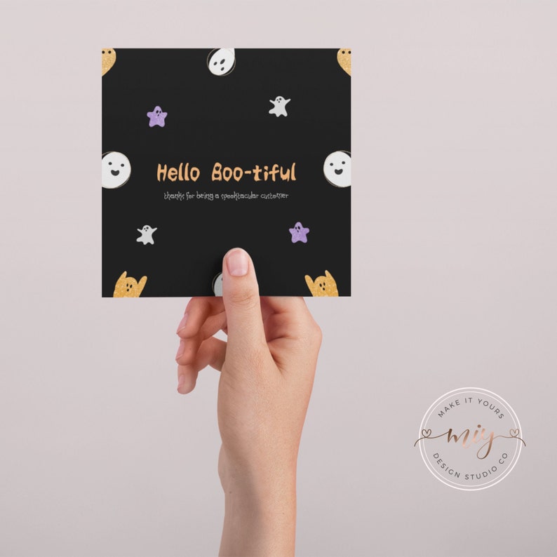 Editable Hello Bootiful Insert Card, Halloween Business Card Template ...