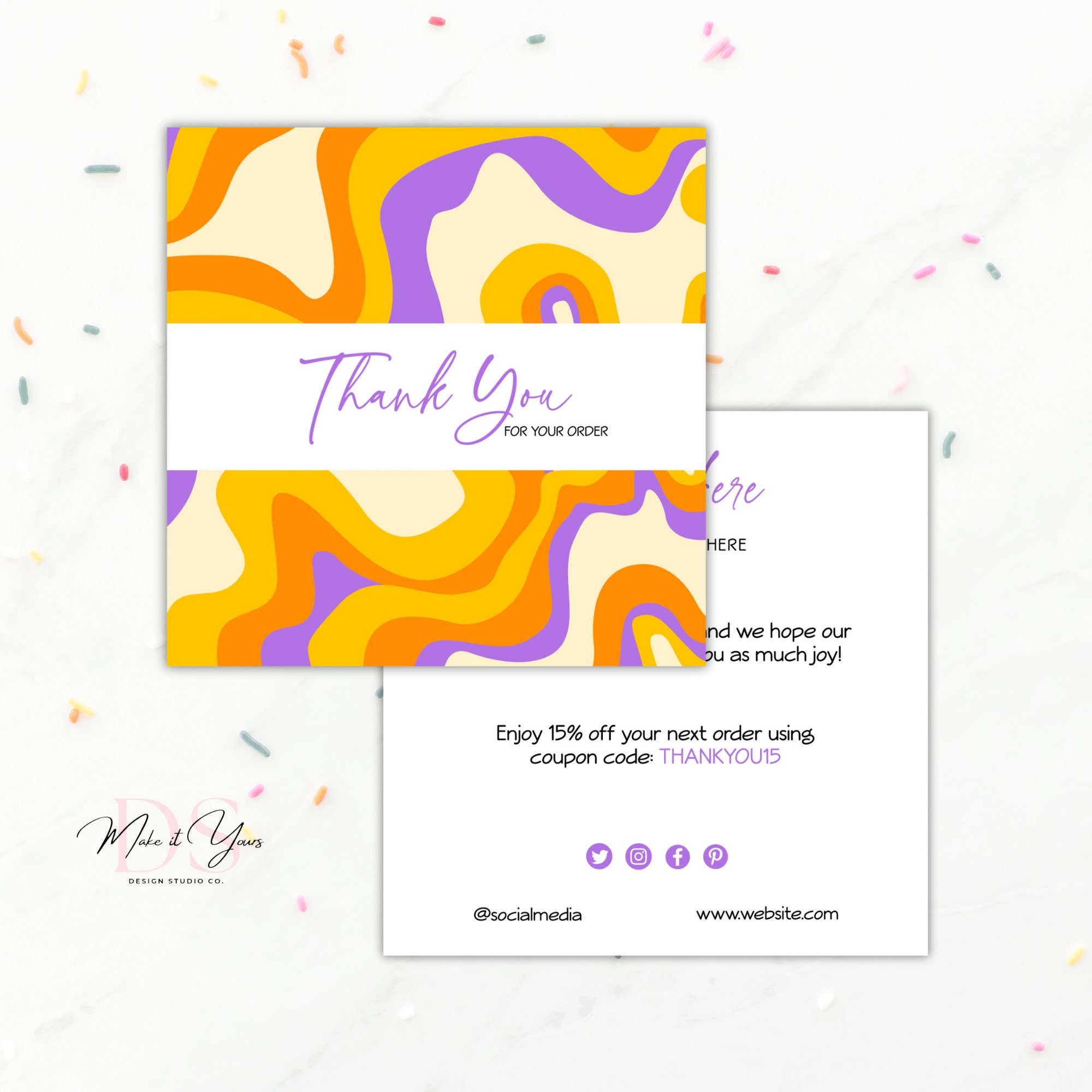 Editable Business Thank You Card, Thank You Insert Card, Thank You for ...