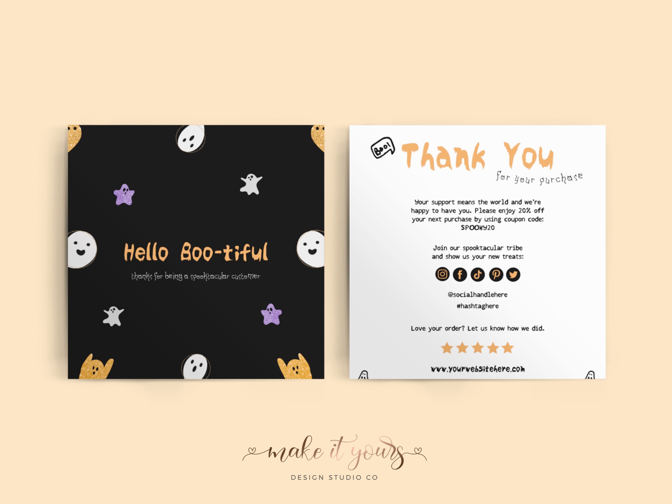 Editable Hello Bootiful Insert Card, Halloween Business Card Template ...