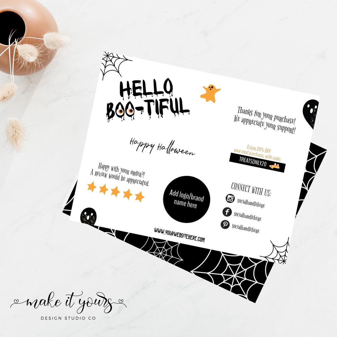 Editable Halloween Business Card Template, Thank You for You Order ...