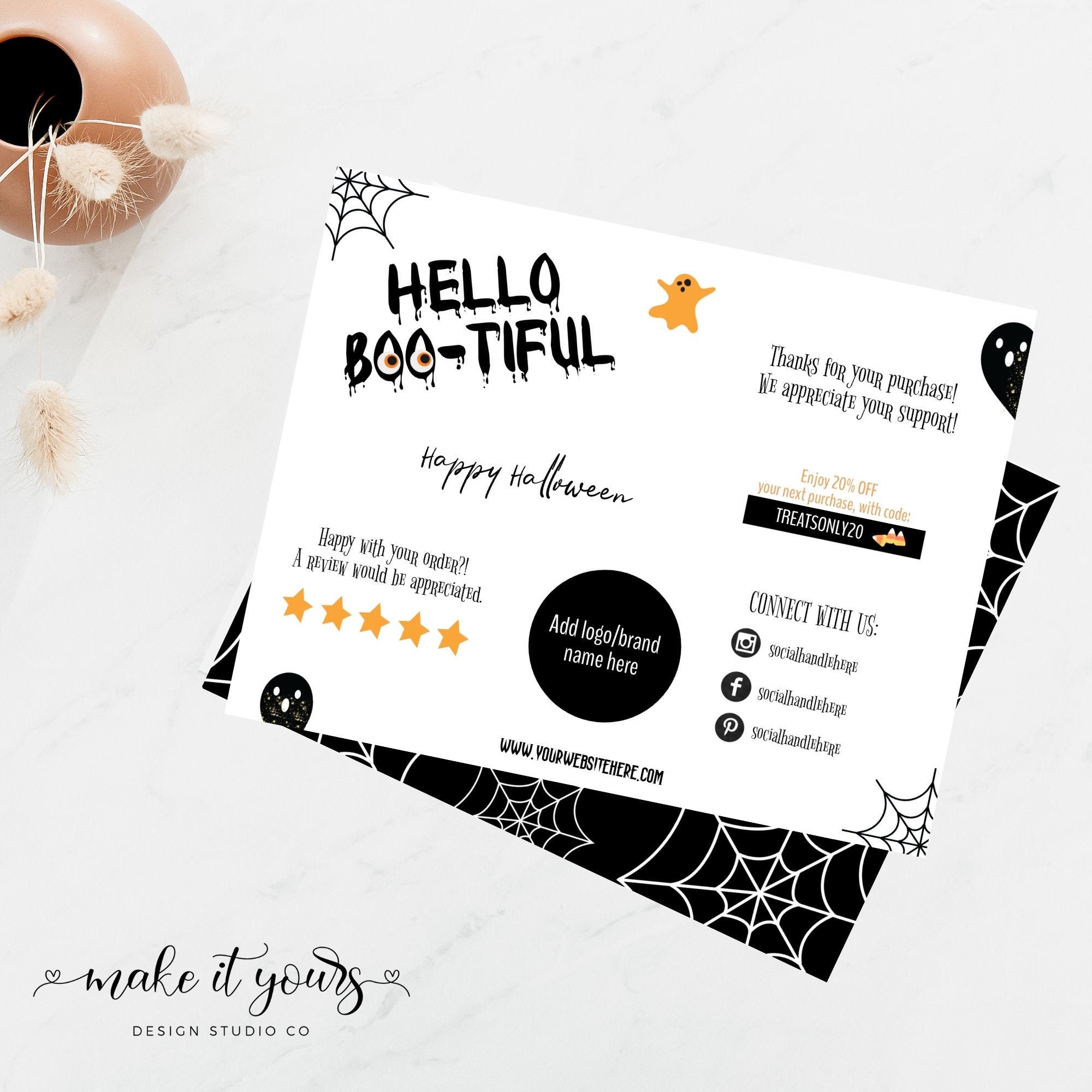 Editable Halloween Business Card Template, Thank You for You Order ...