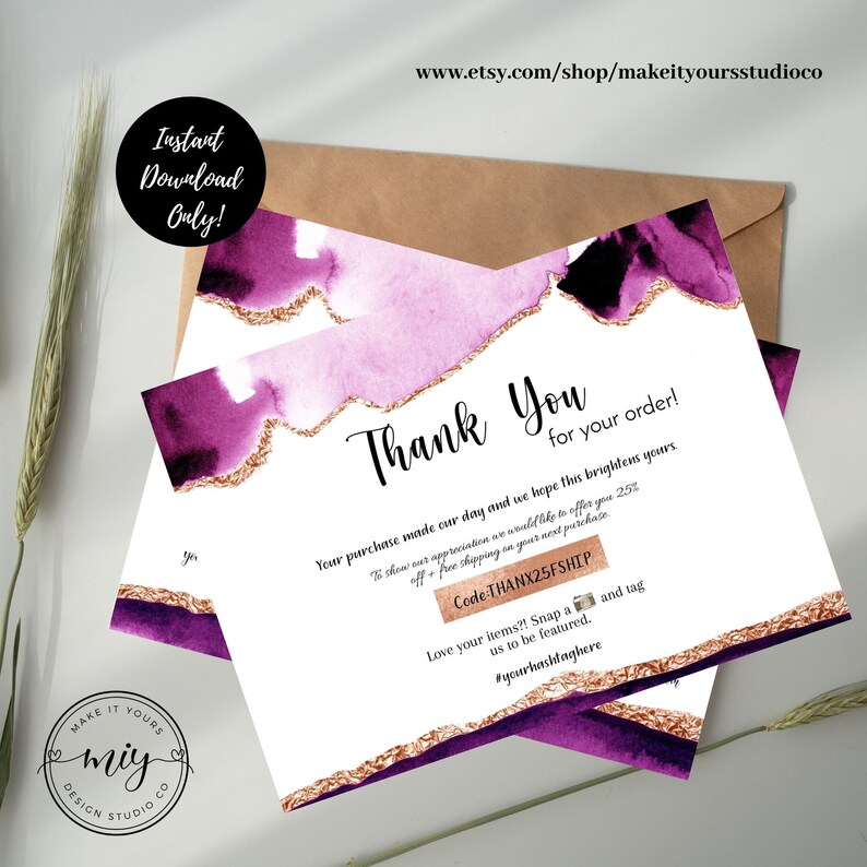 Business Thank You Insert Cards, Customer Thank You for Your Order ...