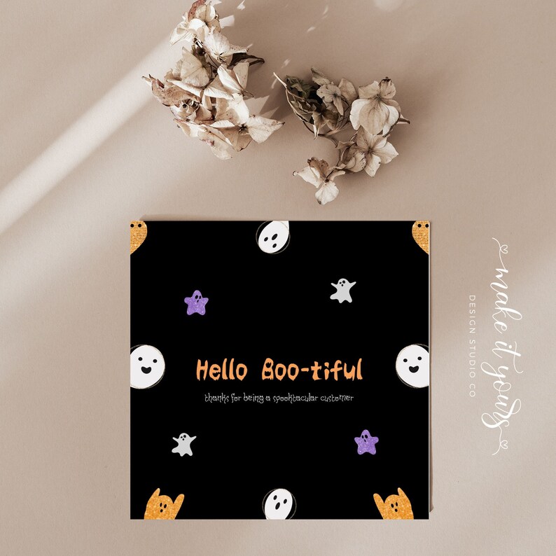 Editable Hello Bootiful Insert Card, Halloween Business Card Template ...