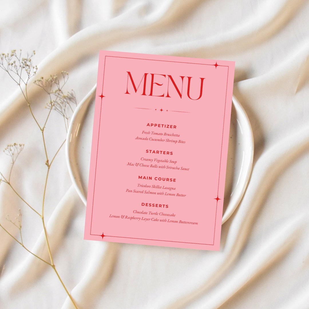 Foil Printed Menu Card, Wedding Menu Card, Modern Foil Printed Dinner ...
