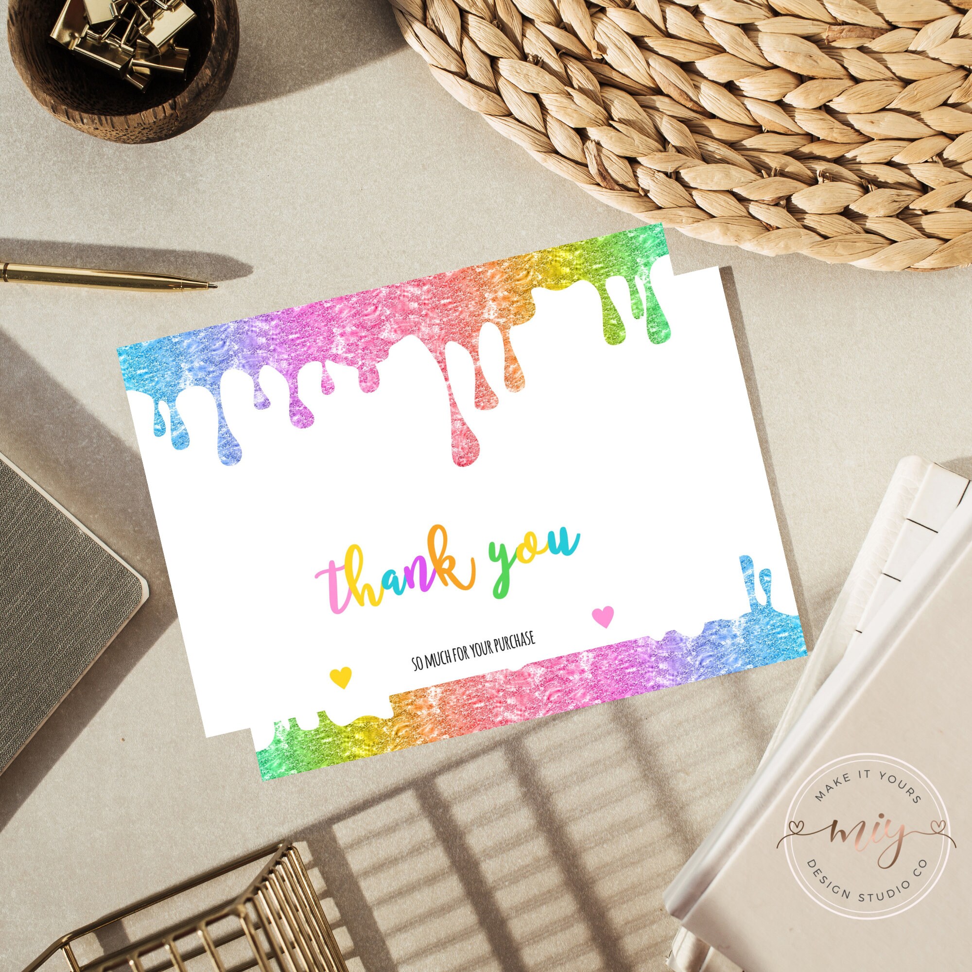 Thank You Card, Printable Thank You, Rainbow Thank You, Thank You Note ...
