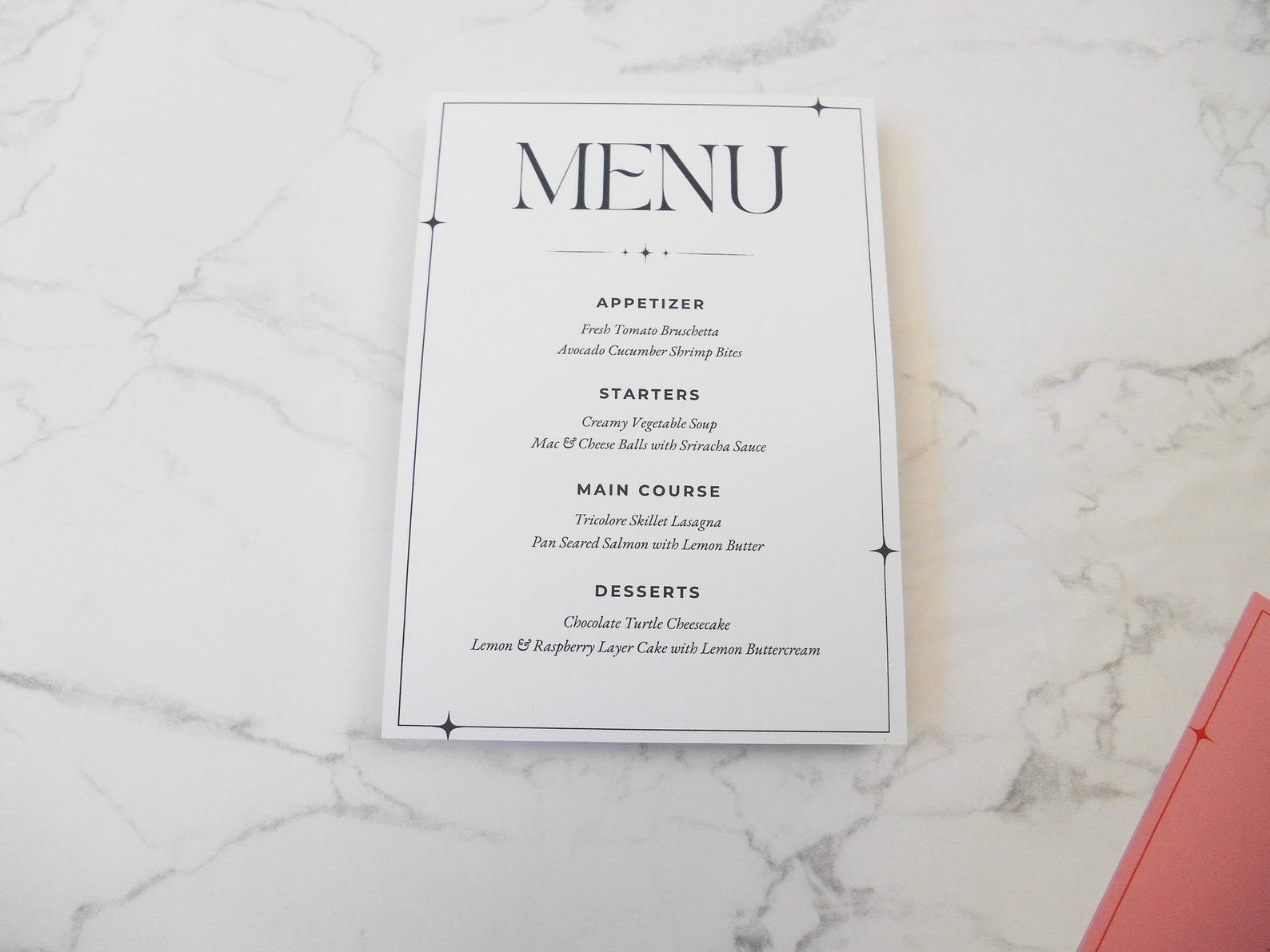 Retro Menu Card, Wedding Menu Card, Modern Printed Dinner Menu, Retro ...