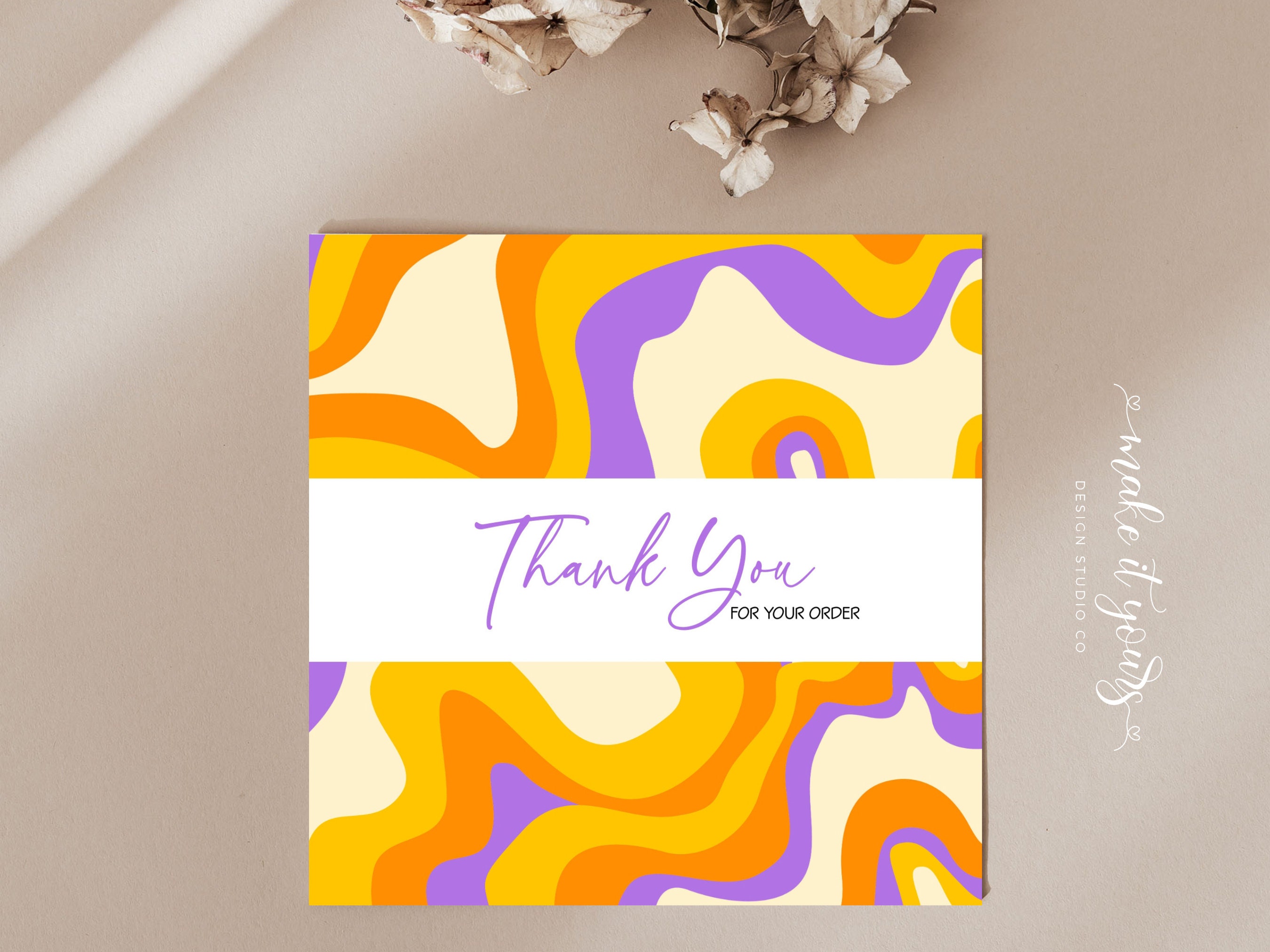 Editable Business Thank You Card, Thank You Insert Card, Thank You for ...