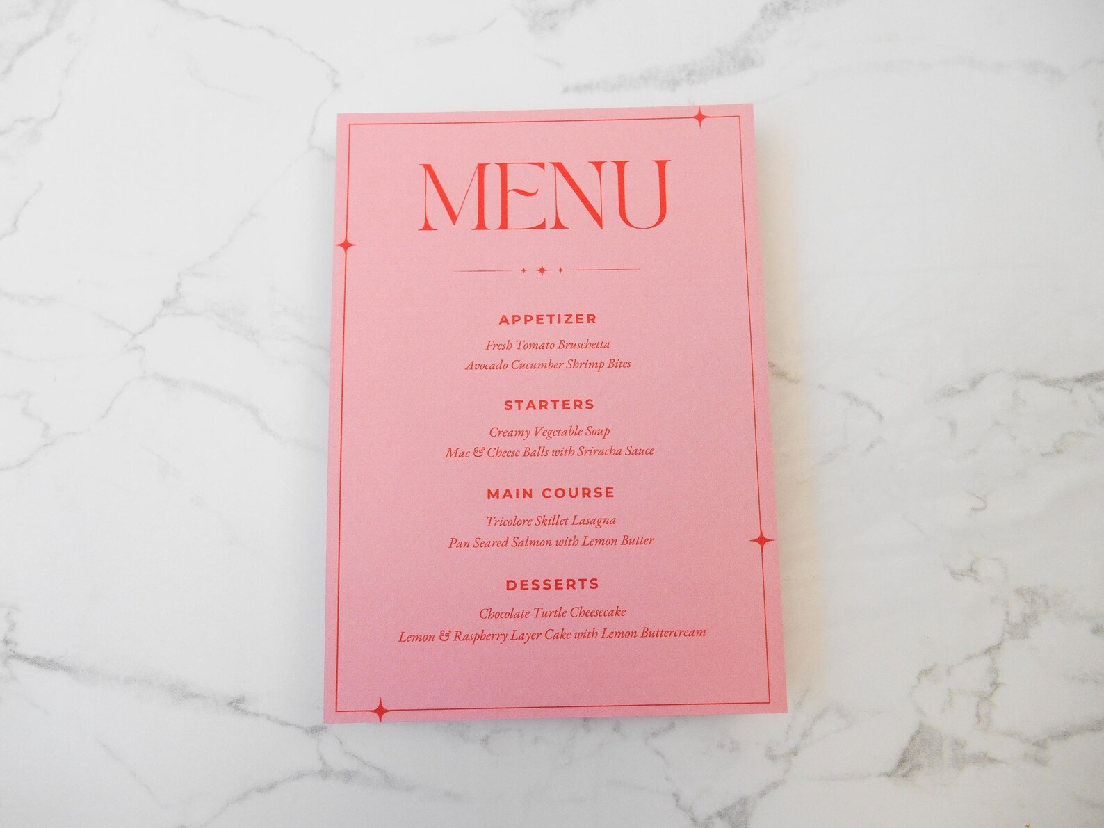 Retro Menu Card, Wedding Menu Card, Modern Printed Dinner Menu, Retro ...