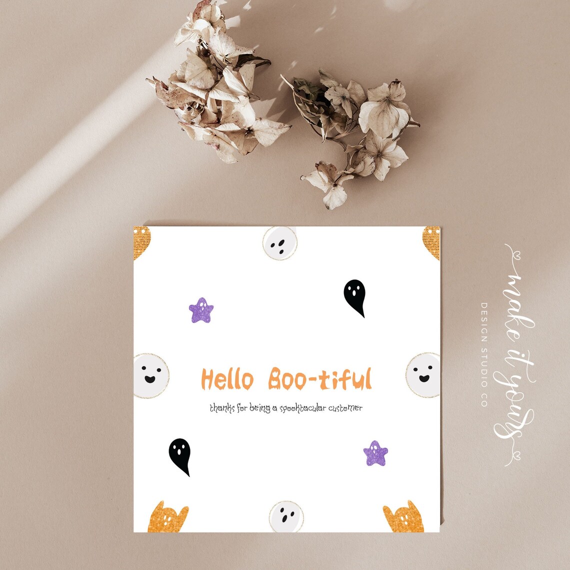 Editable Halloween Business Card Template Hello Bootiful | Etsy