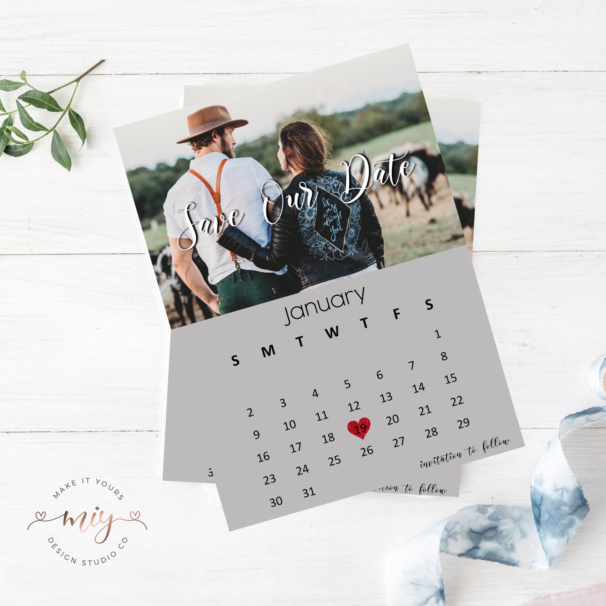 Calendar Save the Date Editable Save the Date Photo Save the - Etsy