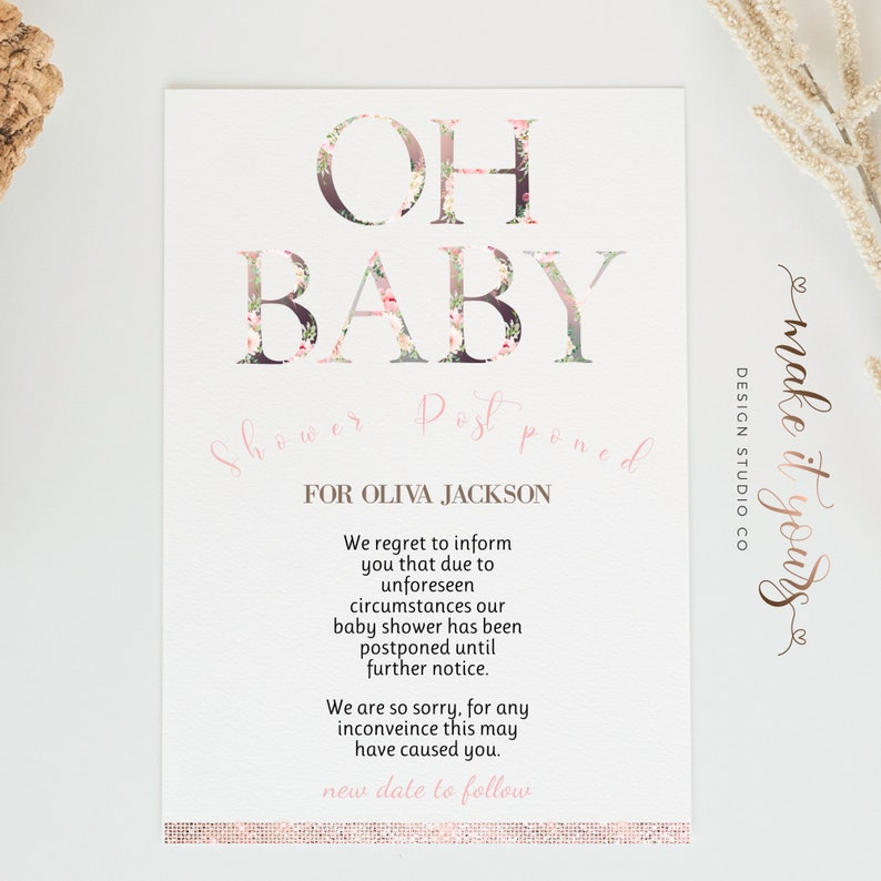 Baby Shower Postponed Template Change of Plans Announcement - Etsy