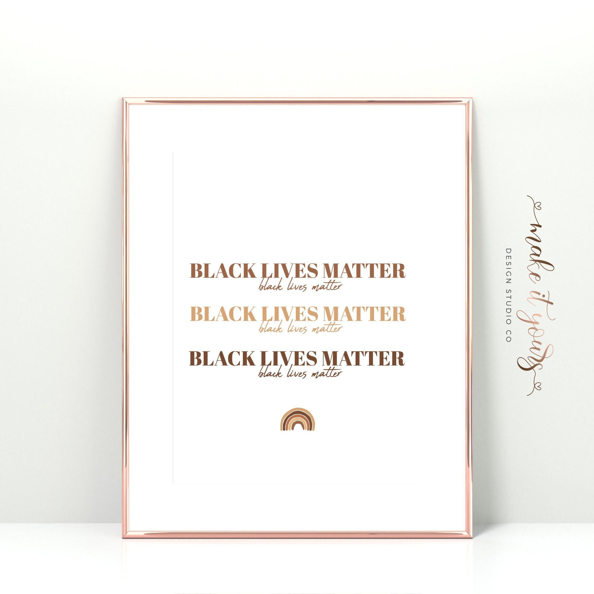 Black Lives Matter Poster, BLM Digital Wall Art, Skin Tone Hearts, 8 X ...