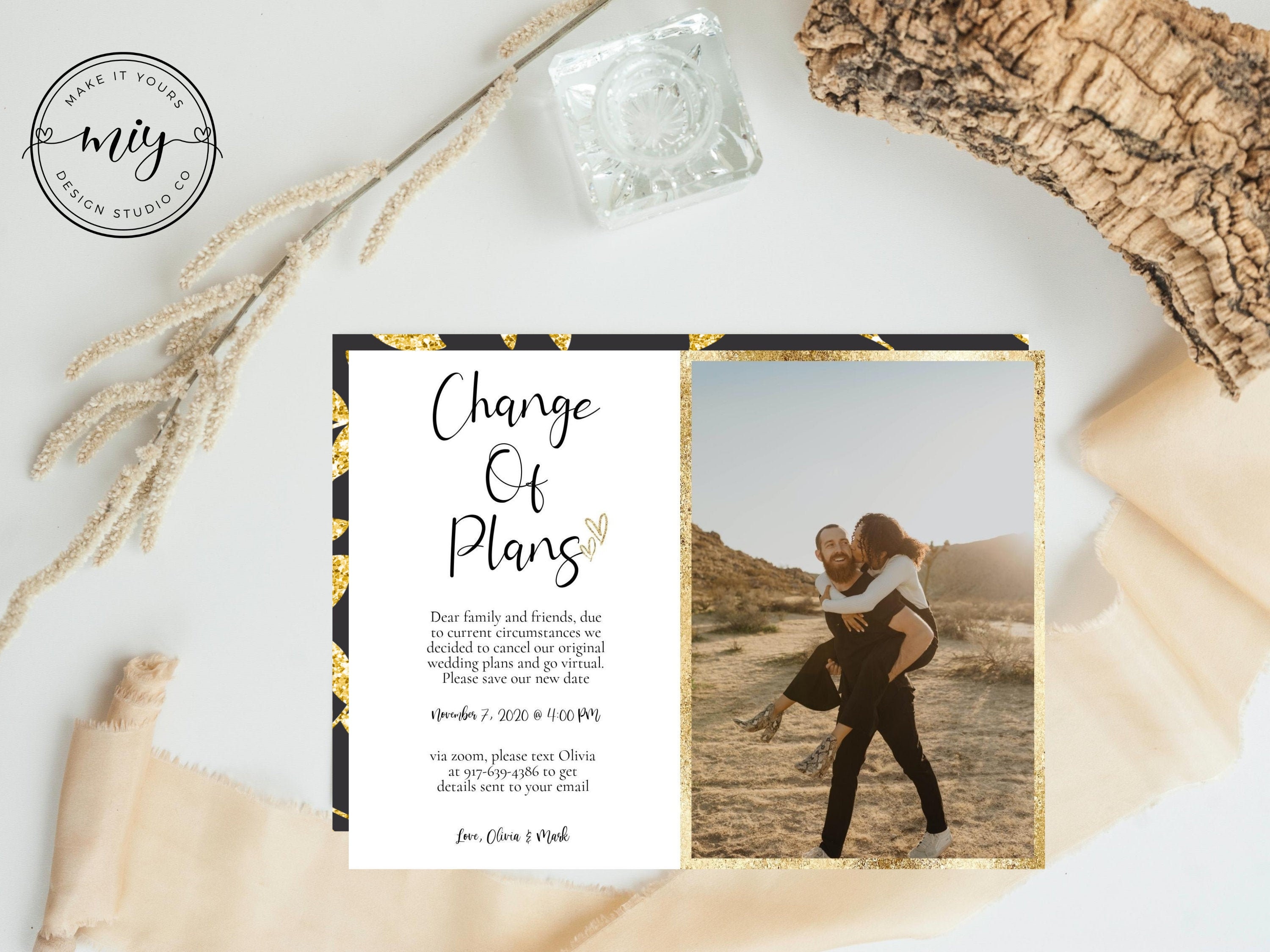 Change of Plans Wedding Invitation, Editable Photo Card, Plan Change ...