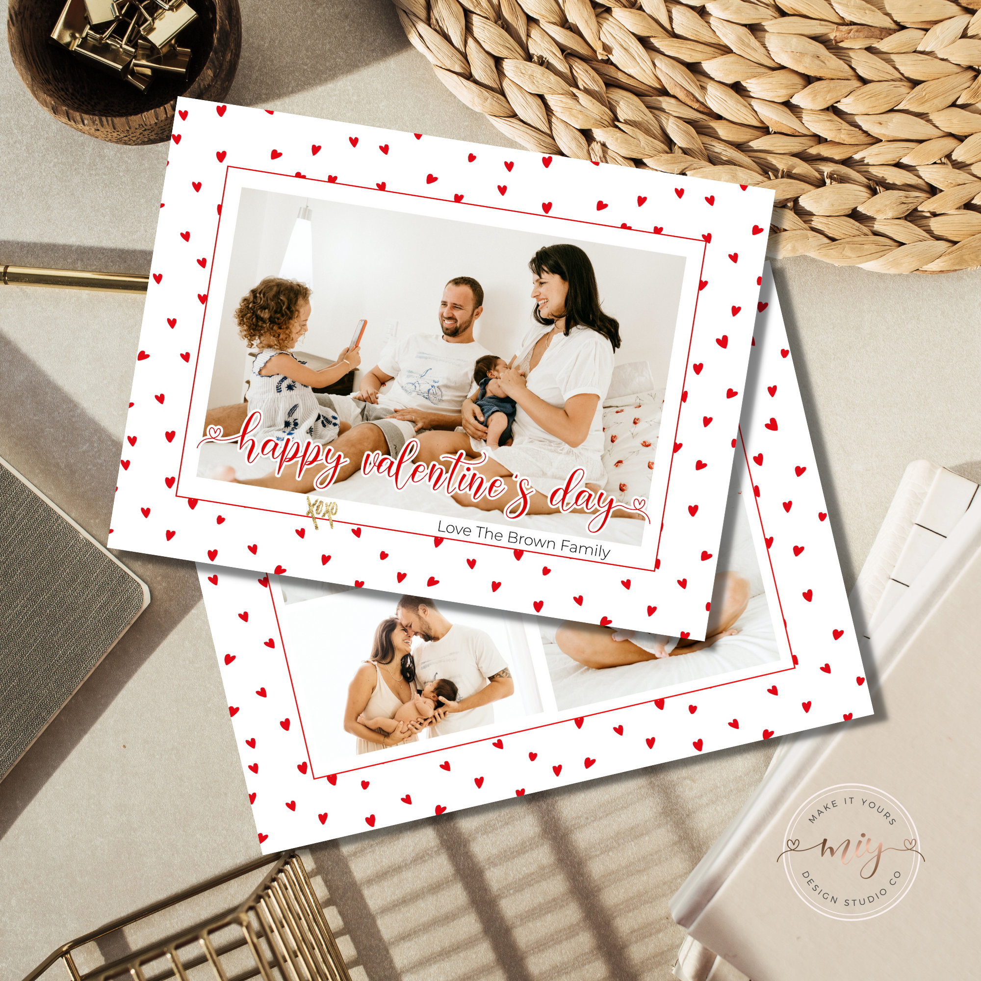 Valentine's Day Photo Card, Red Valentine Hearts, Editable Valentine's ...