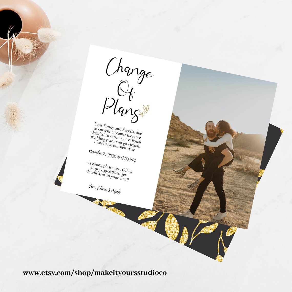 Change of Plans Wedding Invitation, Editable Photo Card, Plan Change ...