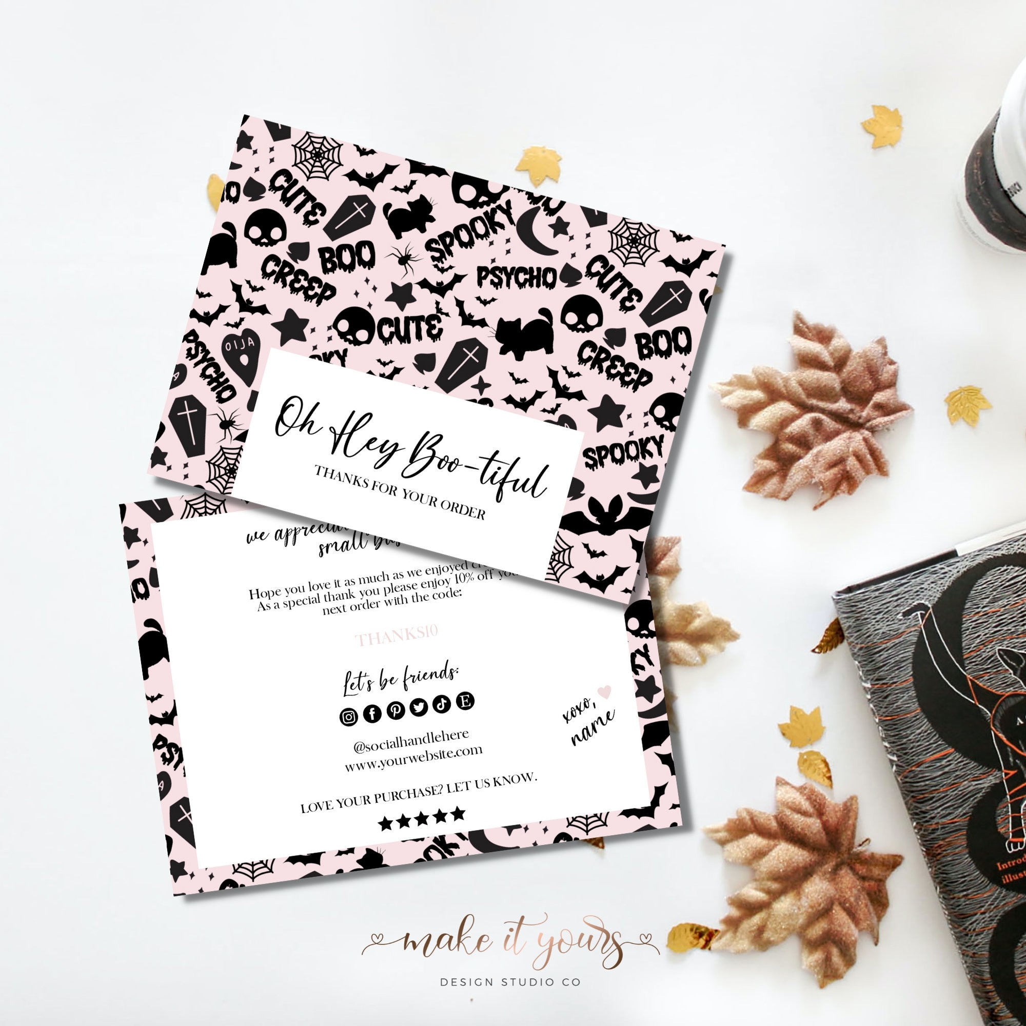 Editable Halloween Business Card Template, Thank You for You Order ...