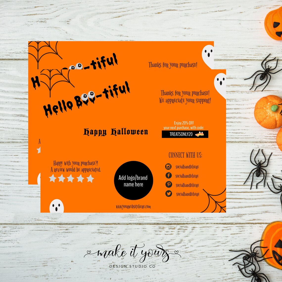 Editable Halloween Business Card Template, Thank You for You Order ...