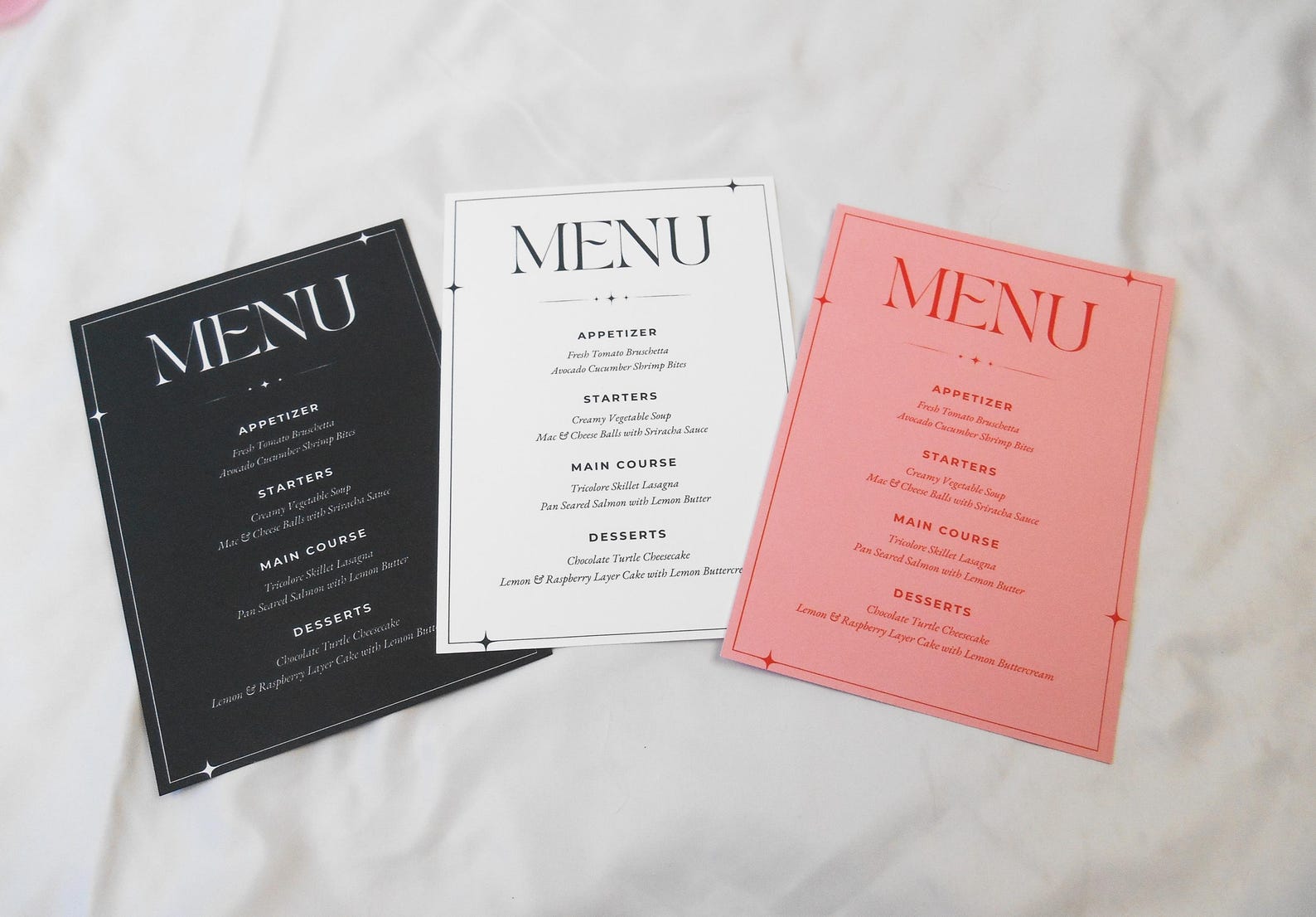 Retro Menu Card, Wedding Menu Card, Modern Printed Dinner Menu, Retro ...