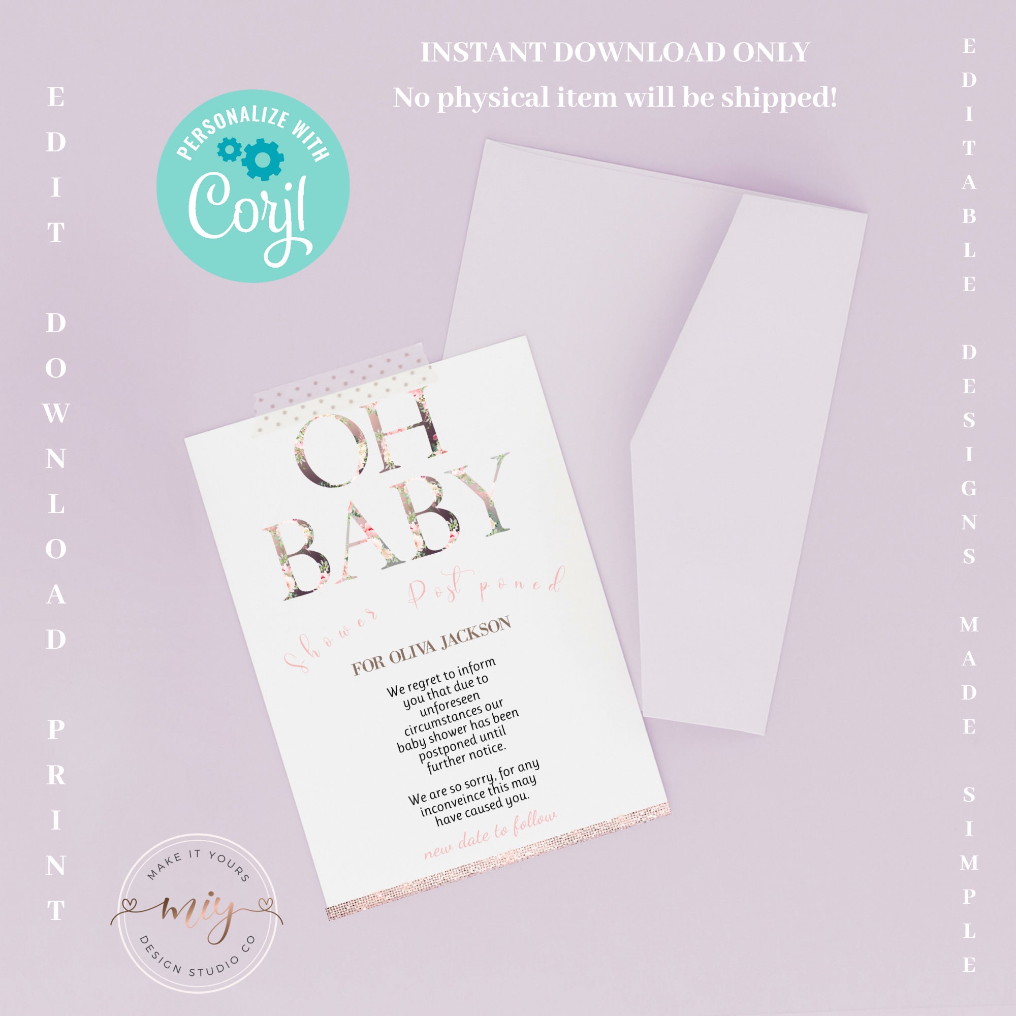 Baby Shower Postponed Template Change of Plans Announcement - Etsy