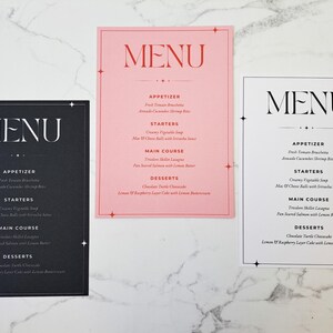 Retro Menu Card, Wedding Menu Card, Modern Printed Dinner Menu, Retro ...