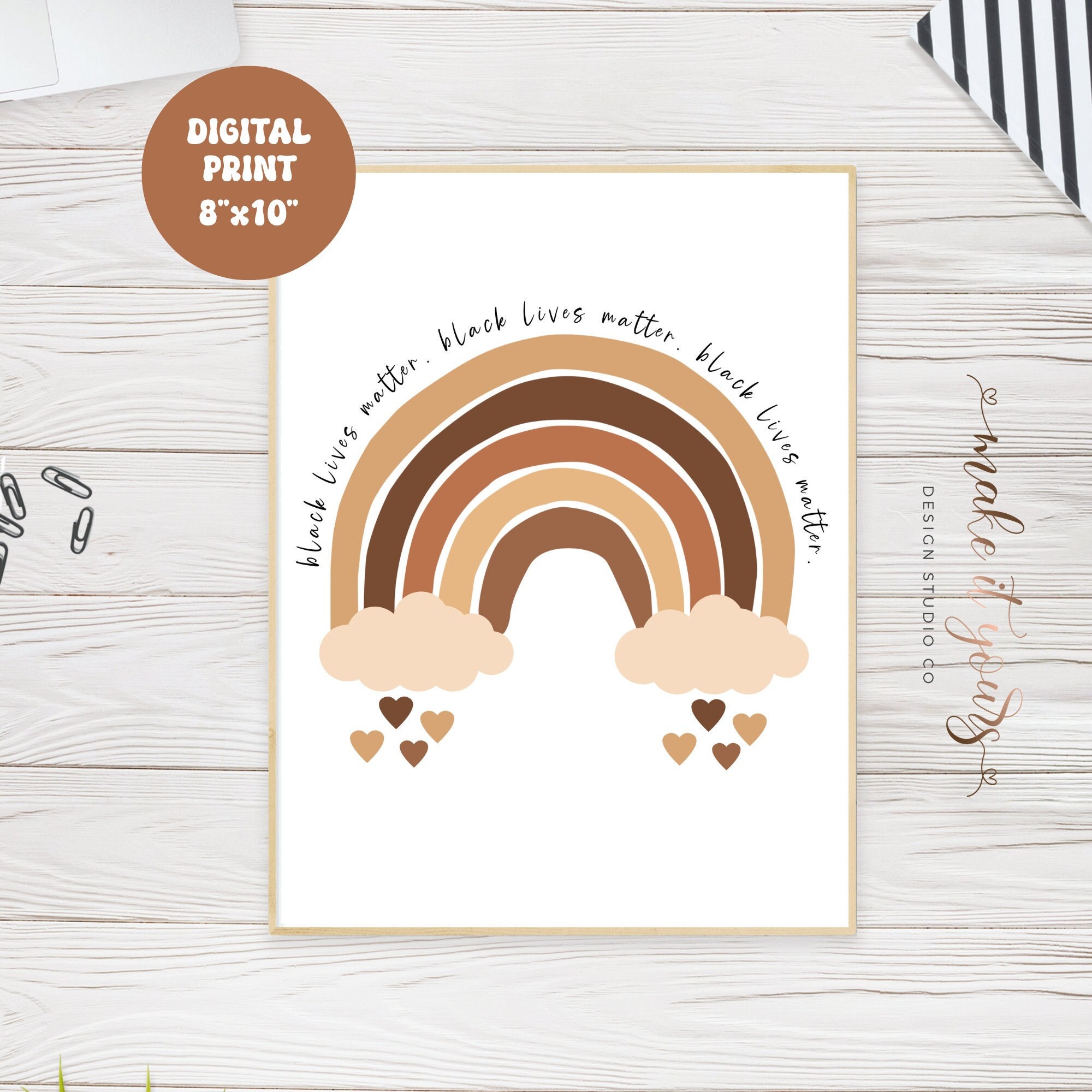 Skin Tone Rainbow BLM Wall Art Rainbow Black Lives Matter - Etsy