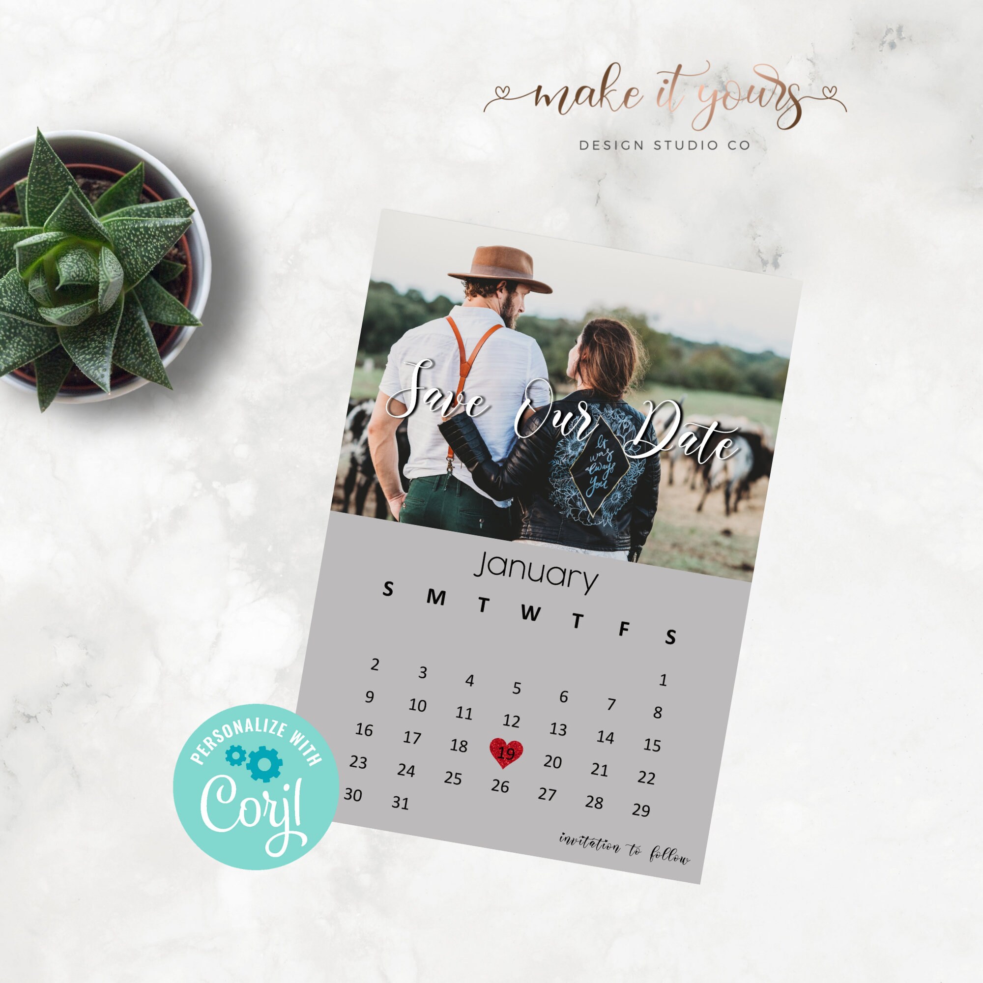 Calendar Save the Date Editable Save the Date Photo Save the - Etsy