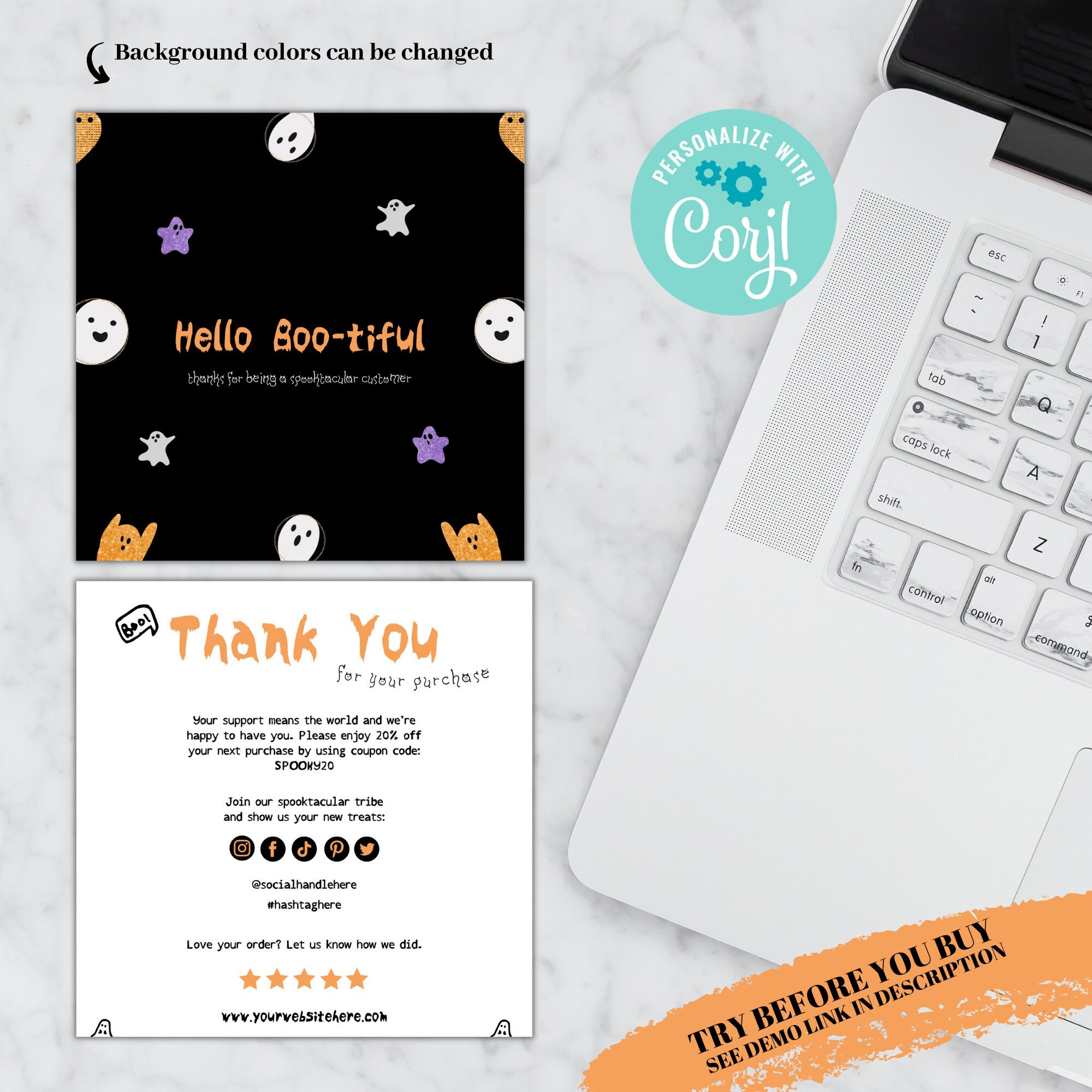 Editable Hello Bootiful Insert Card, Halloween Business Card Template ...