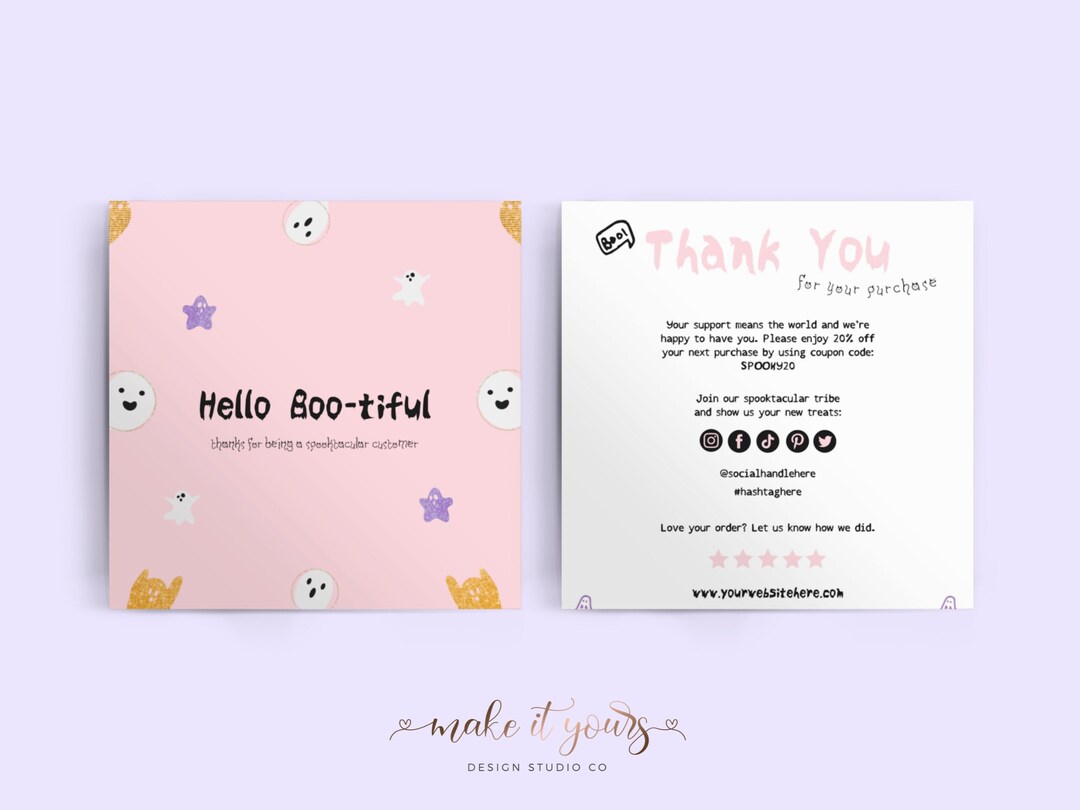 Editable Hello Bootiful Insert Card, Halloween Business Card Template ...