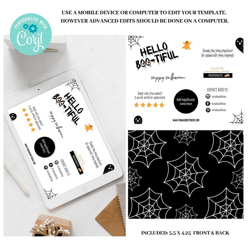 Editable Halloween Business Card Template, Thank You for You Order ...