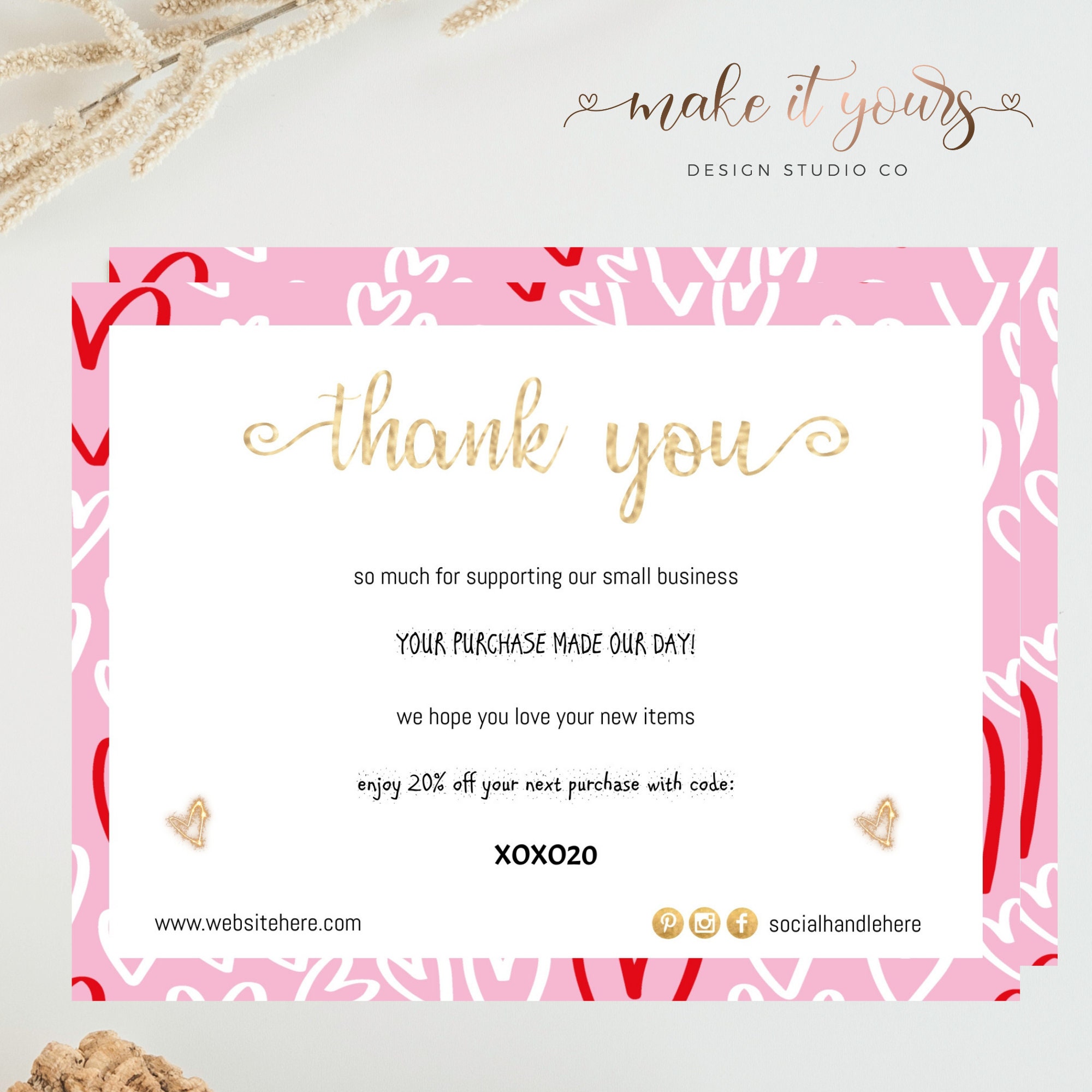 Valentines Small Business Thank You Card, Red Valentine Hearts ...