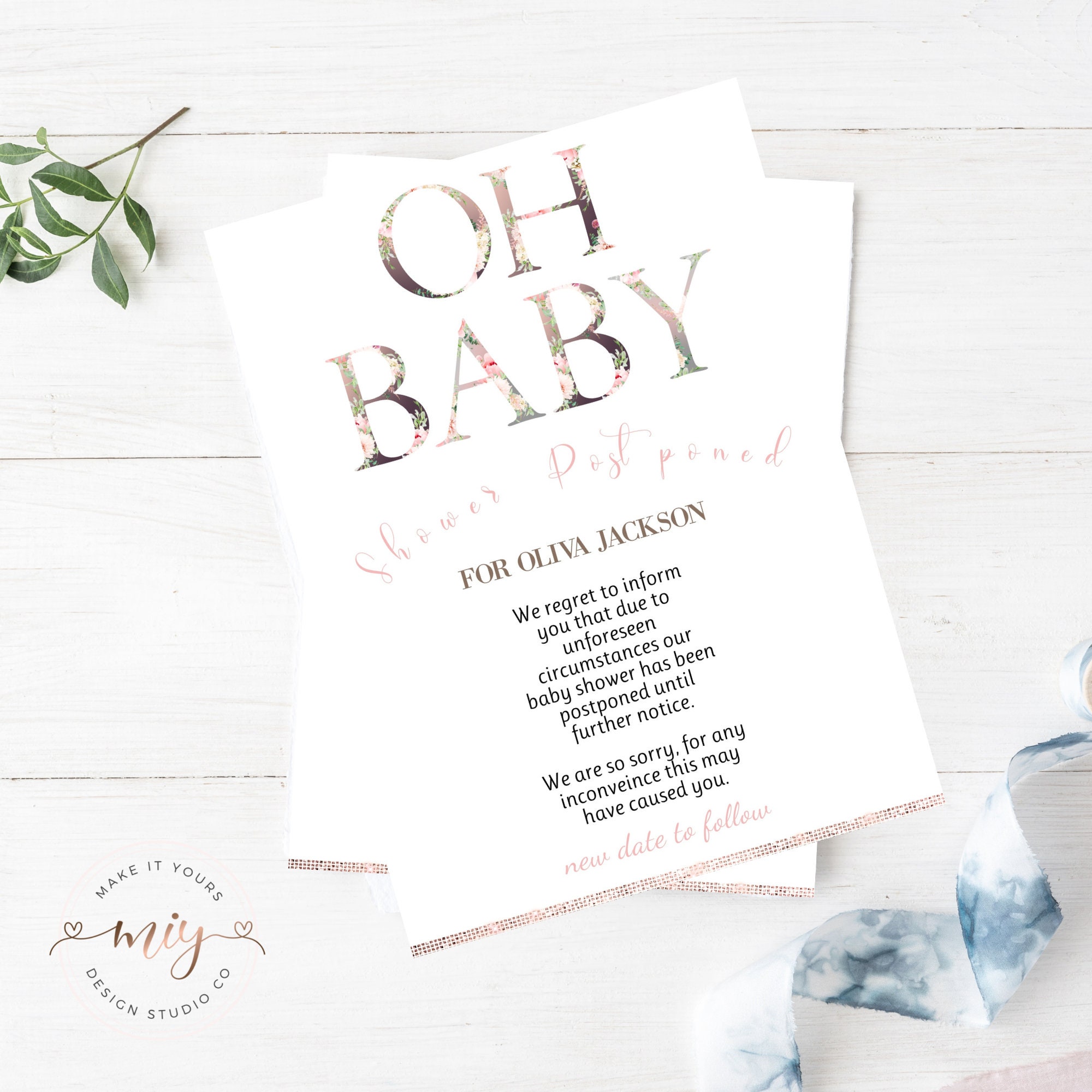 Baby Shower Postponed Template Change of Plans Announcement - Etsy