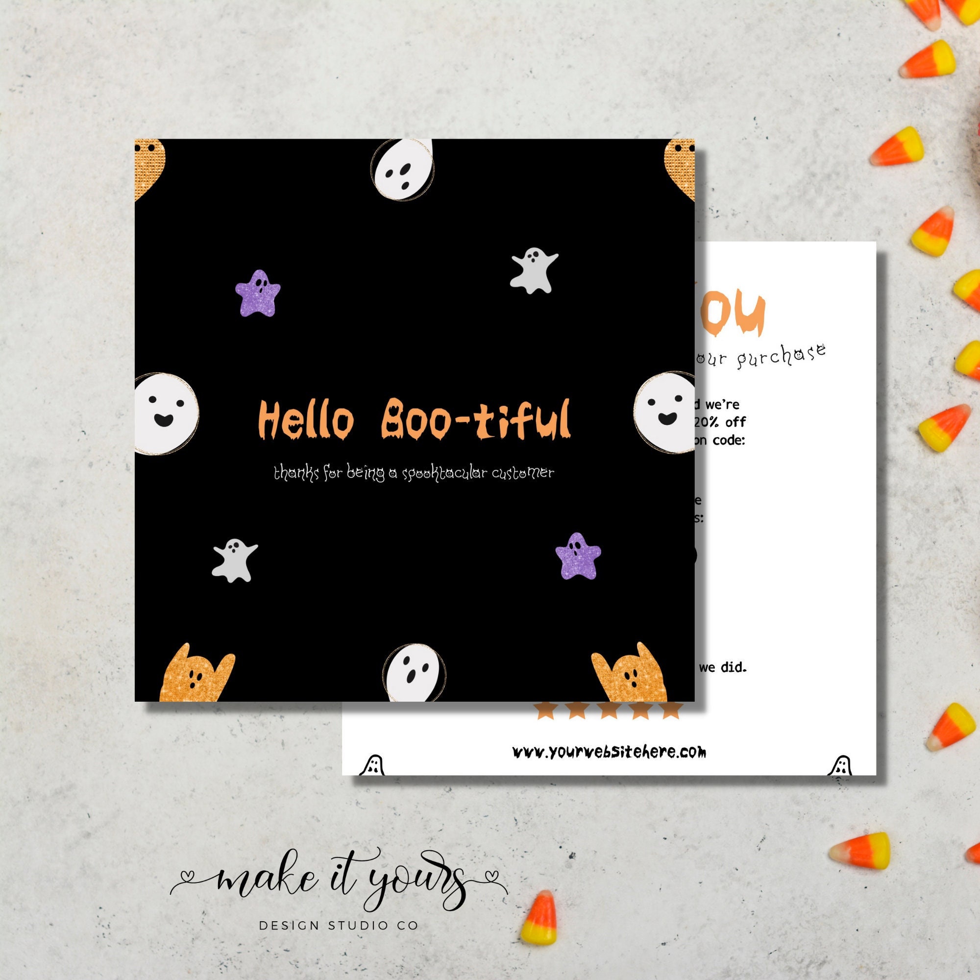 Editable Hello Bootiful Insert Card, Halloween Business Card Template ...