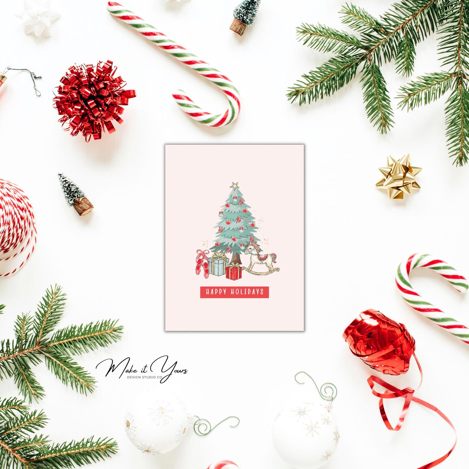 Printable Christmas Card, Happy Holidays, Season Greeting Card, Blank ...