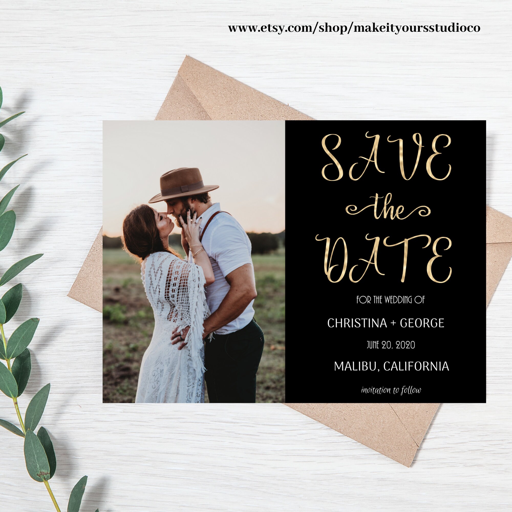 Save The Date Invitation Editable Photo Card Wedding Save | Etsy