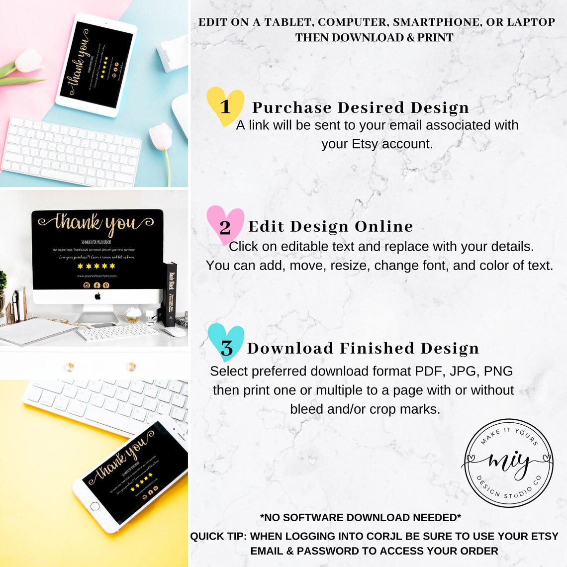 Business Thank You Cards Packaging Insert Cards DIY Thank - Etsy