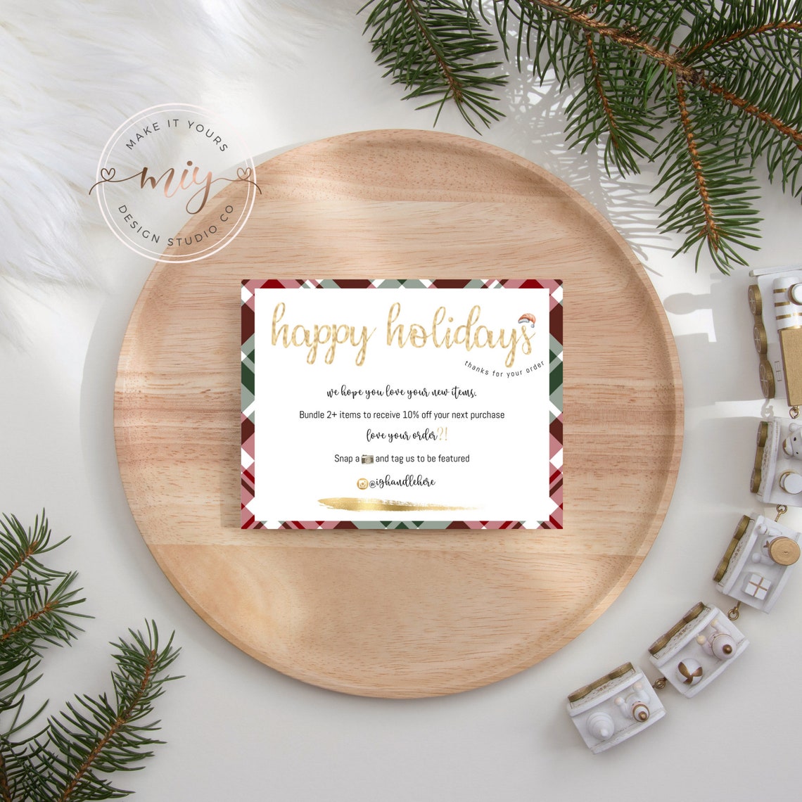 Editable Christmas Thank You Card Happy Holidays Thank You - Etsy