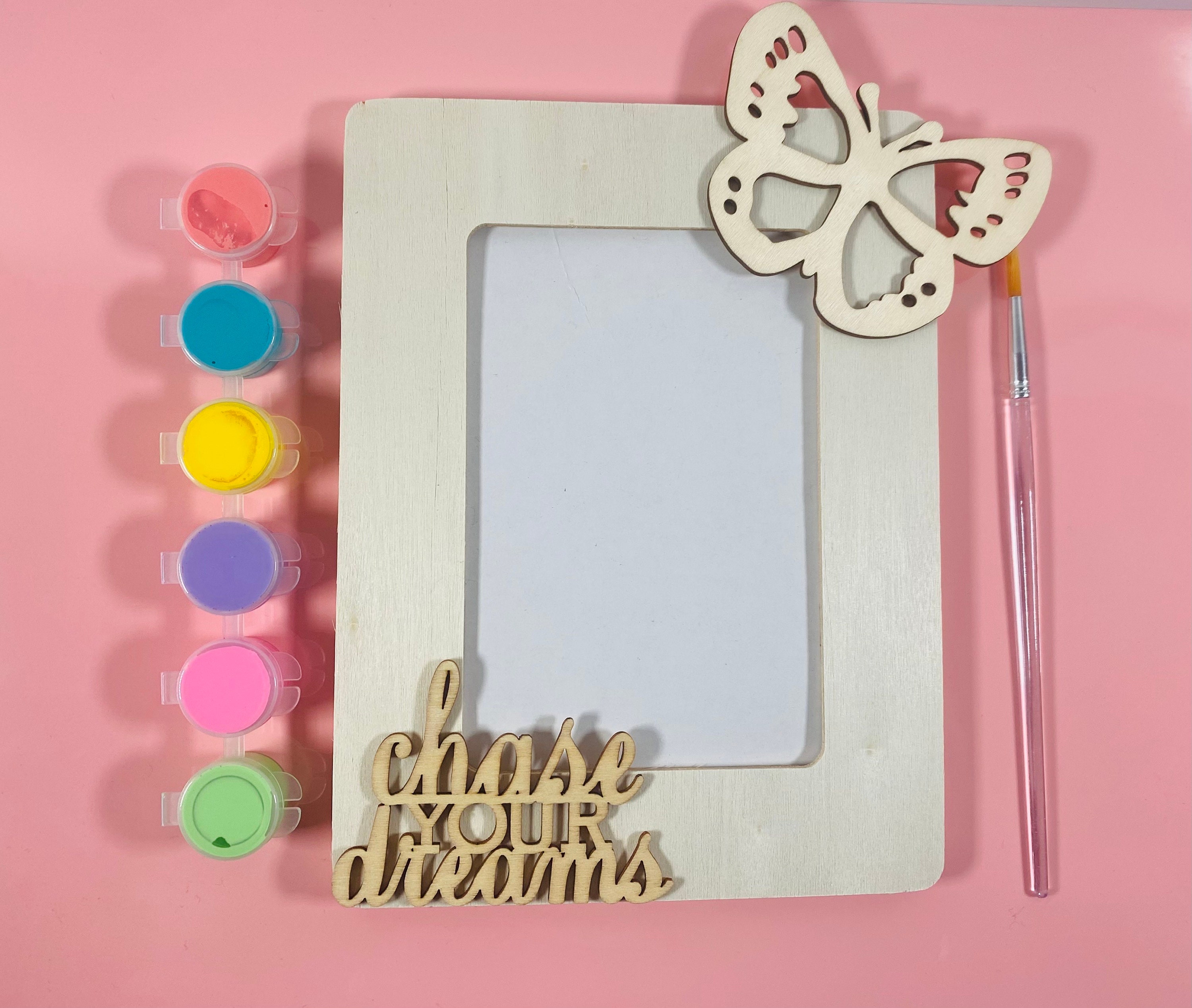 Butterfly Crafts for Kids, Paintable Wood Picture Frame Kit, Paint Your ...