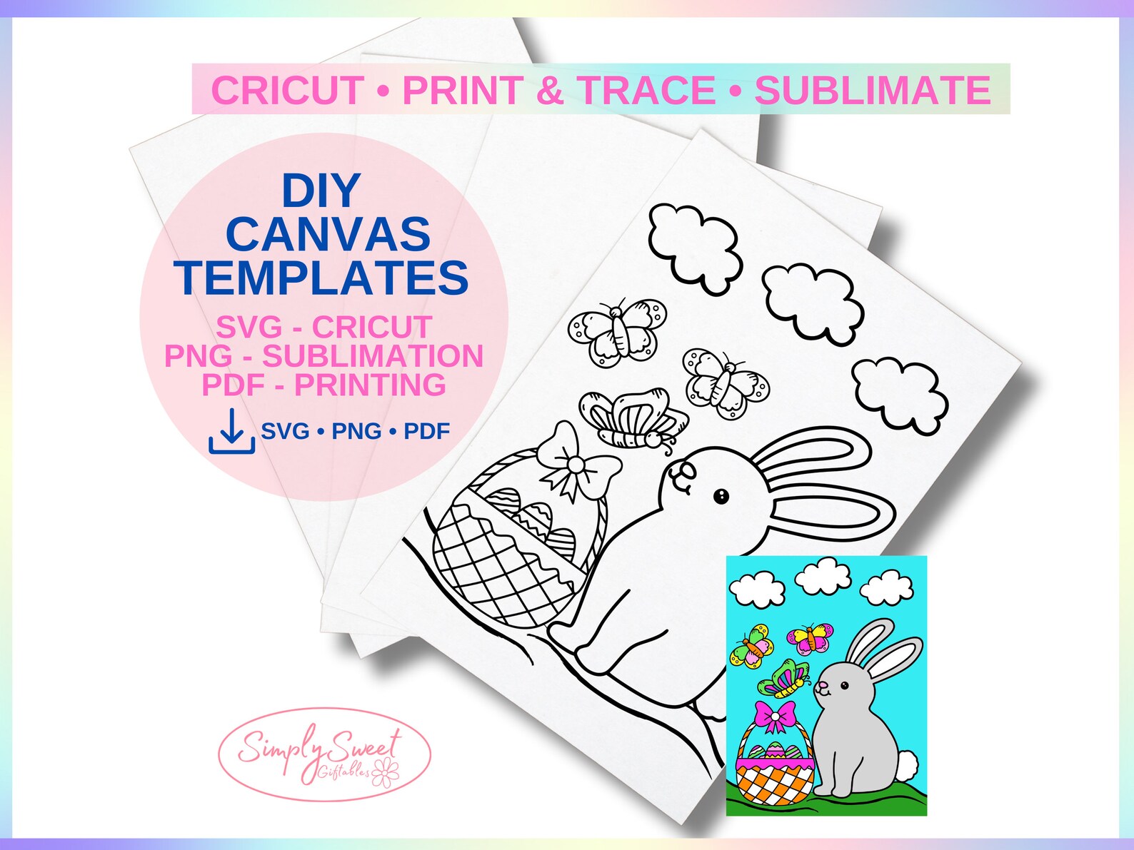 Easter SVG, Color SVG, Easter Coloring Svg, Easter Bunny Coloring Page ...