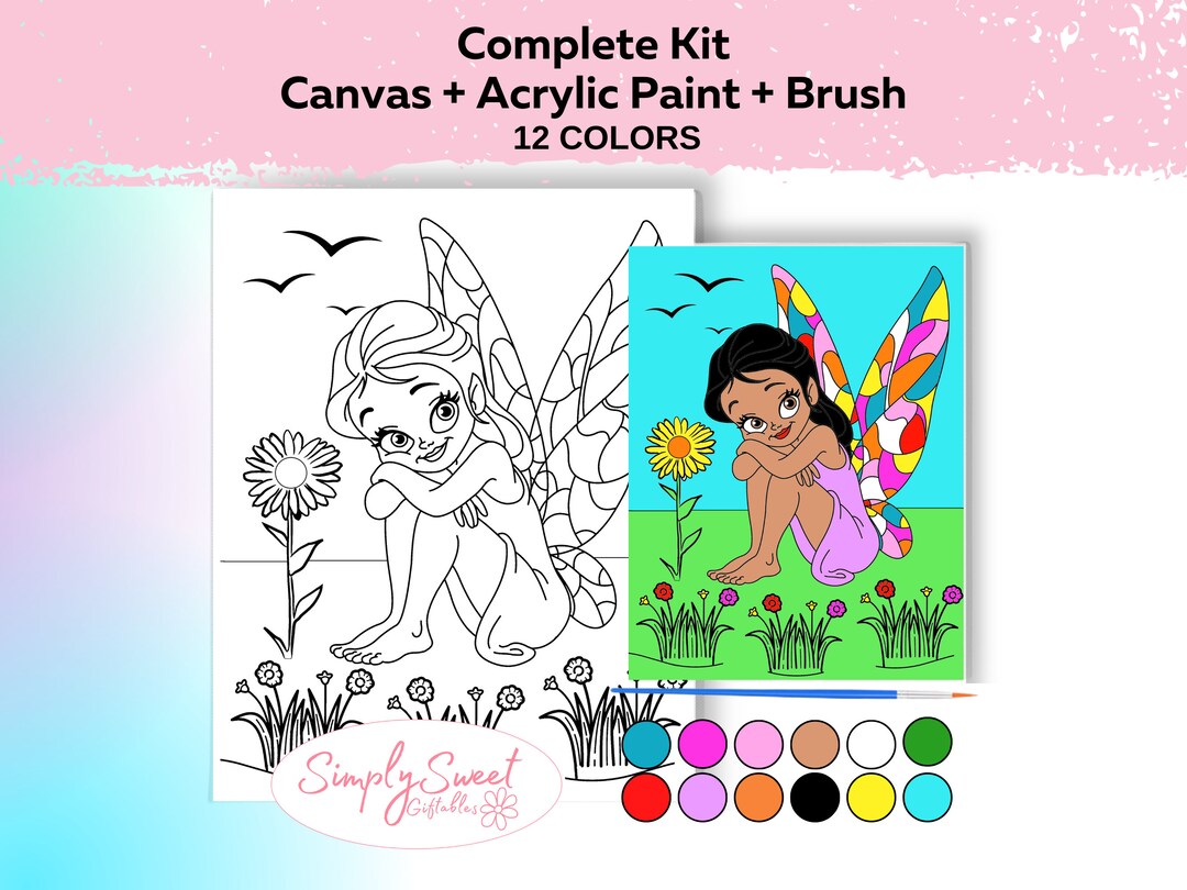 Painting Kit for Girls, Fairy Canvas, Fairy Birthday Party Paint Kit ...