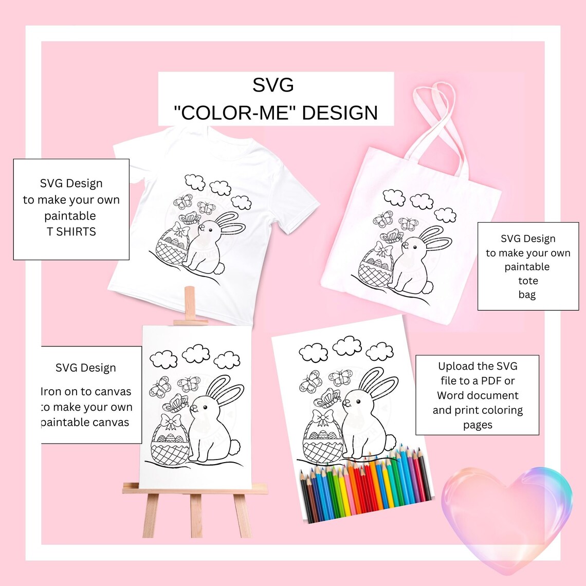 Easter SVG, Color SVG, Easter Coloring Svg, Easter Bunny Coloring Page ...