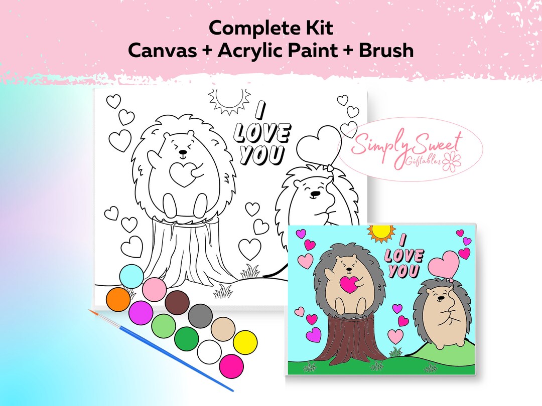 Cute Porcupine Valentine Painting Kit | Paint Your Own Canvas ...