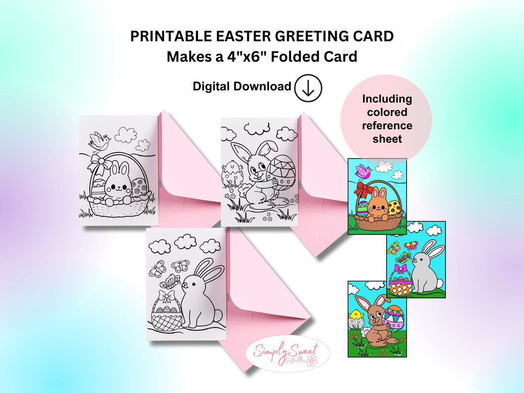 Printable Easter Coloring Cards: DIY Kids Activity (digital Download ...