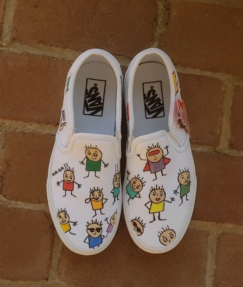 Custom Slip-on Vans Shoes, Custom Character Shoes, Hand Painted Shoes ...