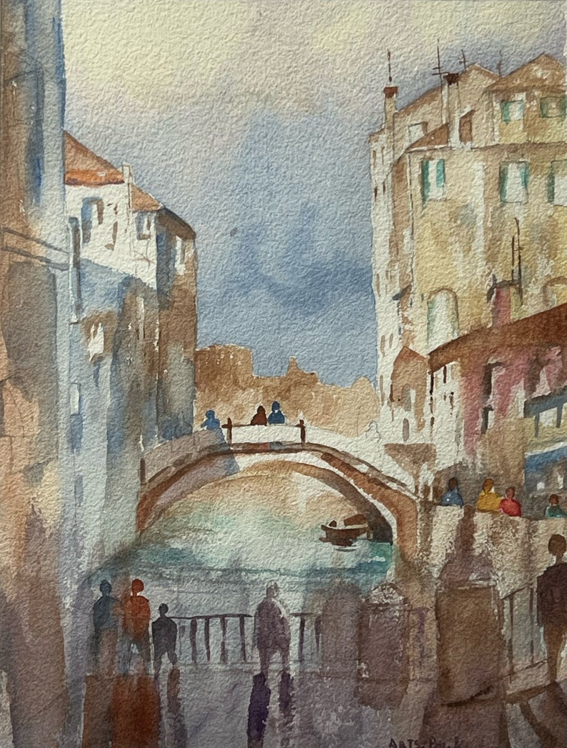 Venetian Dreamscape – Watercolor of Canal and Bridge - Etsy