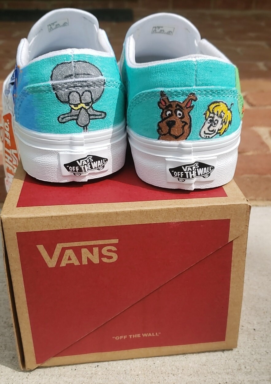 Custom Slip-on Vans Scooby-doo and Spongebob - Etsy