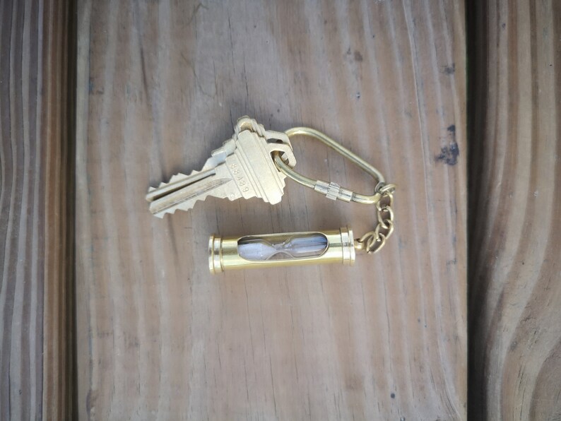 Sand Timer Keychain Brass Sand Timer Keychain Brass Key | Etsy