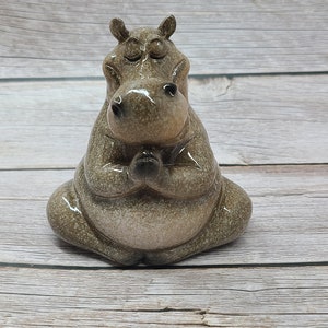 Meditating Hippo Figurine SET OF TWO Praying Hippo Figurine - Etsy
