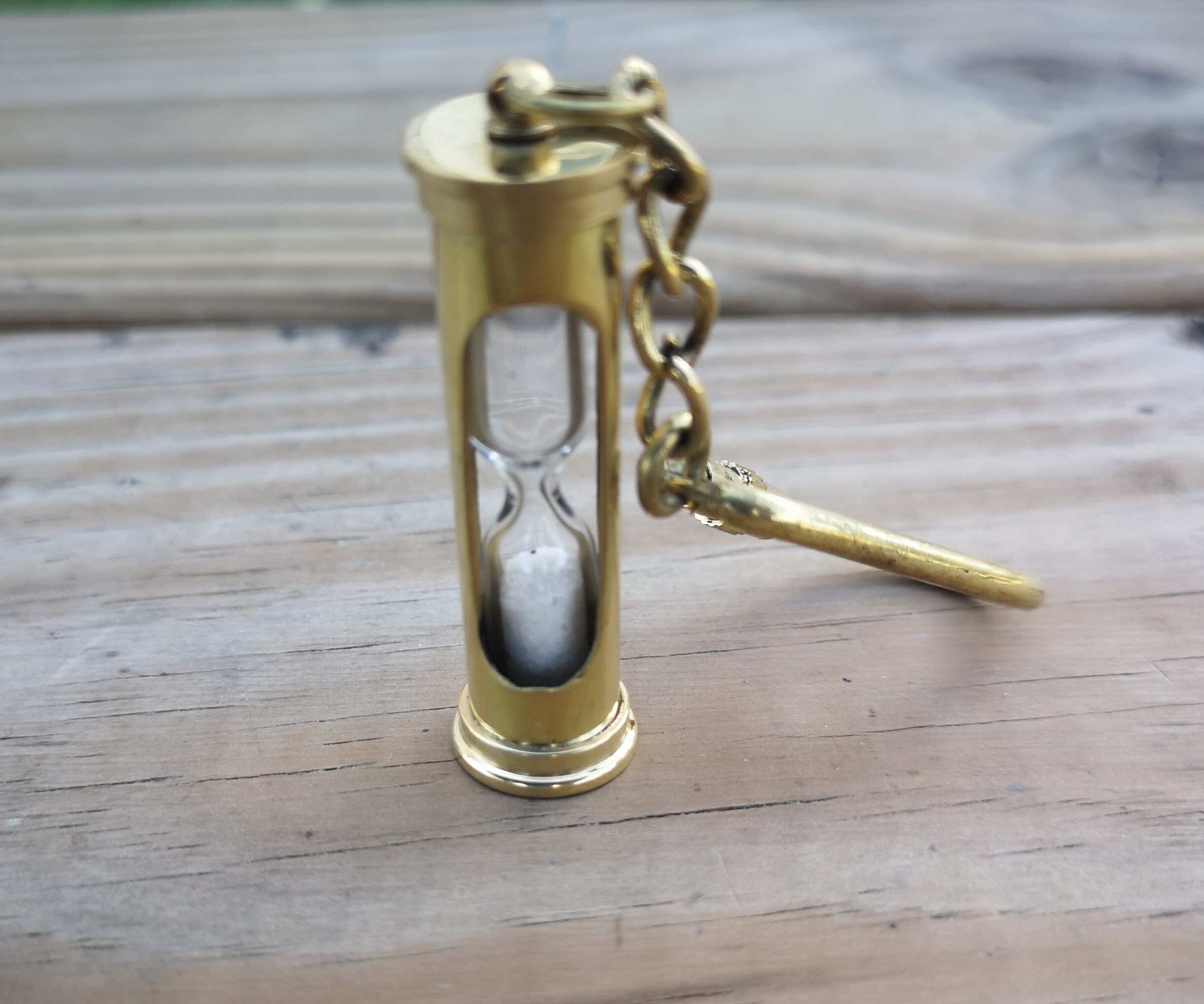 Sand Timer Keychain Brass Sand Timer Keychain Brass Key | Etsy